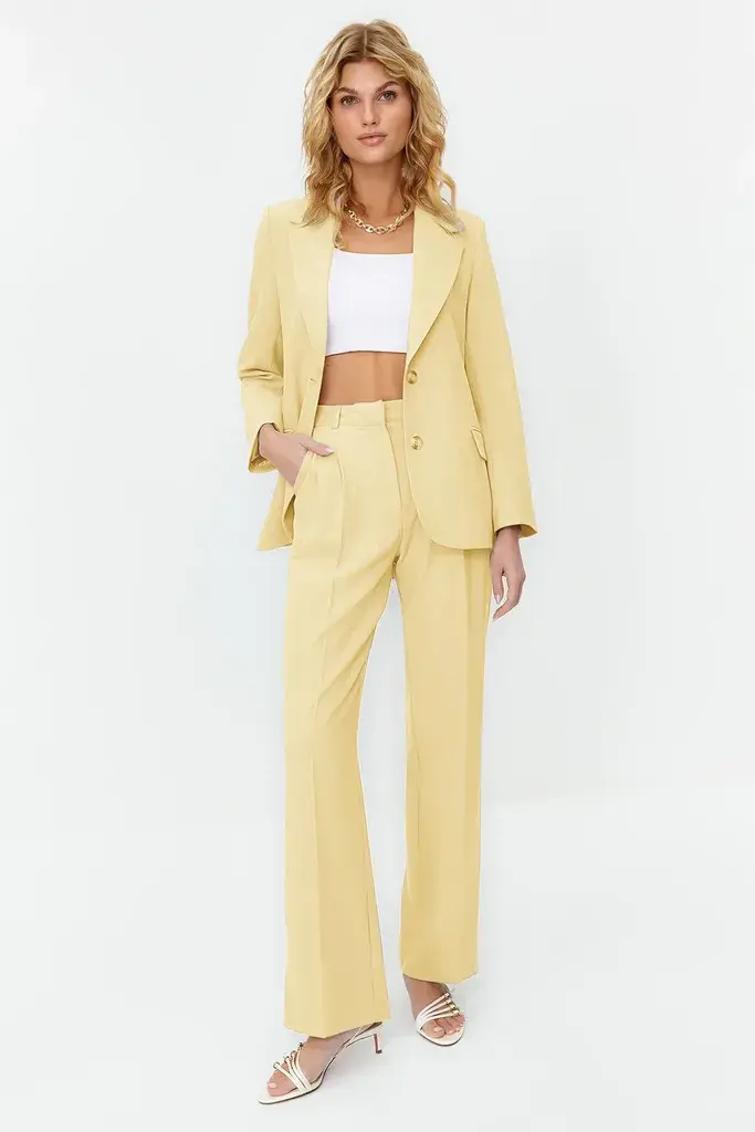 Trendyol Milla ženske pantalone Twoaw23Pl00401, žuta-žuta