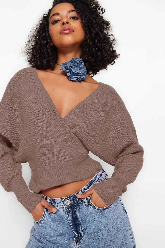 Trendyol Milla Ženski duks Twoaw21Kz1277, Taupe-Brown