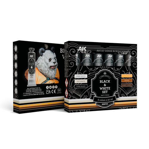 AK-Interactive AKAD101 Artist Dense Acrylic Colors - Black & White Set