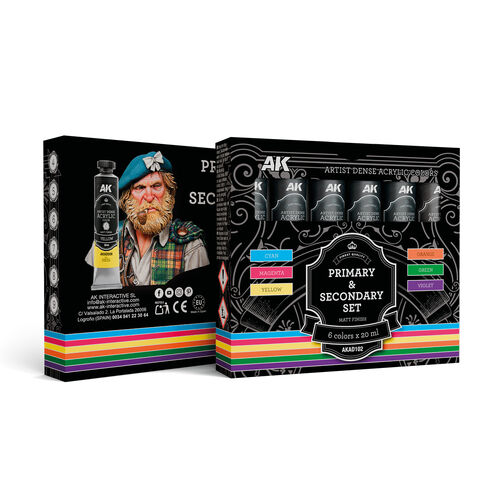 AK-Interactive AKAD102 Artist Dense Acrylic Colors - Primary & Secondary Set
