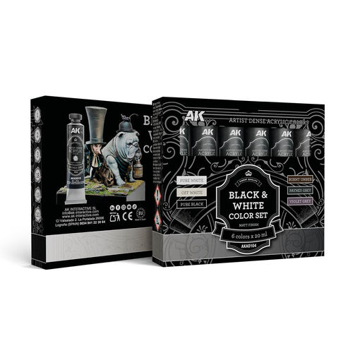 NEW! AK-Interactive AKAD104 Artist Dense Acrylic Colors - Black & White Color Set