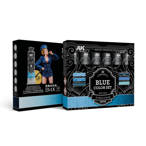 NEW! AK-Interactive AKAD108 Artist Dense Acrylic Colors - Blue Color Set