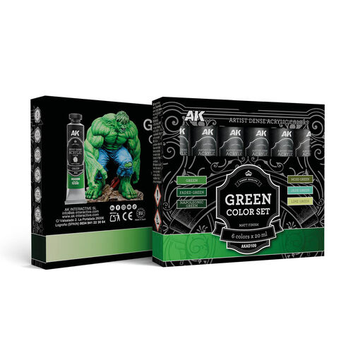 NEW! AK-Interactive AKAD109 Artist Dense Acrylic Colors - Green Color Set