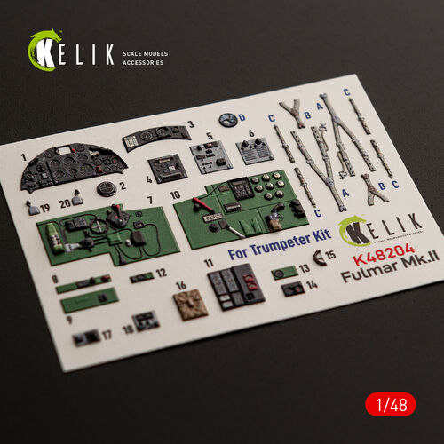 NEW! KELIK K48204 Fairey Fulmar Mk.II - Interior 3D Decals (for Trumpeter Kits)