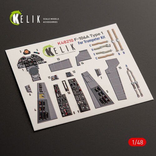 NEW! KELIK K48210 Convair F-106 A Delta Dart Type 1 - Interior 3D Decals (for Trumpeter Kits)