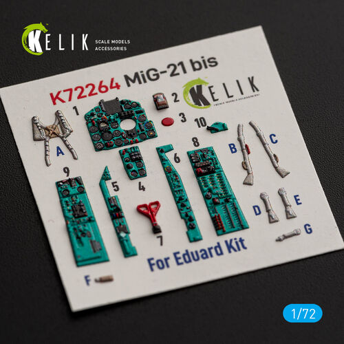 NEW! KELIK K72264 MiG-21 bis - Interior 3D Decals (for Eduard Kits)