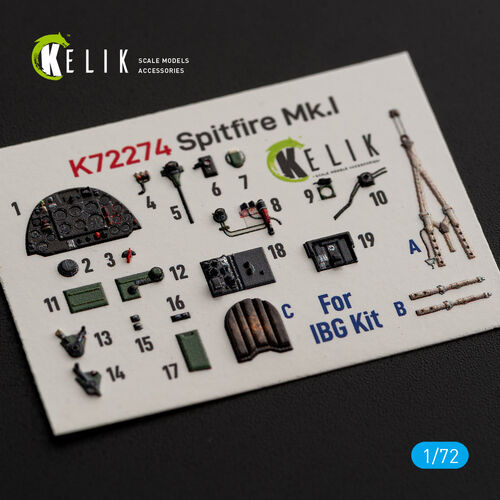 NEW! KELIK K72274 Supermarine Spitfire Mk.I - Interior 3D Decals (for IBG Kits)