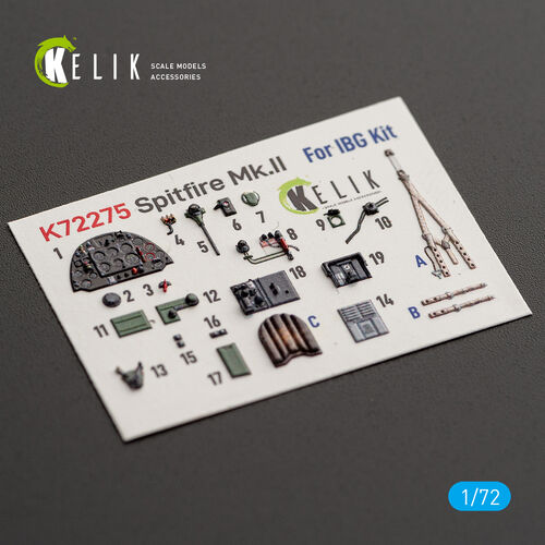 NEW! KELIK K72275 Supermarine Spitfire Mk.II - Interior 3D Decals (for IBG Kits)