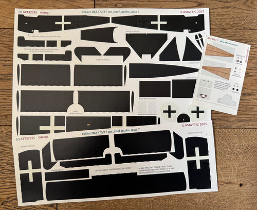 NEW! Aviattic ATT32355 Fokker Dr.I - 470/17 Ltn. Josef Jacobs, Jasta 7 / White Crosses (for Meng Kits)