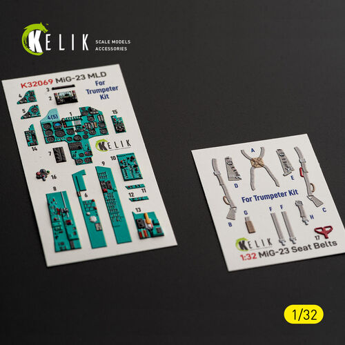 NEW! KELIK K32069 MiG-23 MLD - Interior 3D Decals (for Trumpeter Kits)