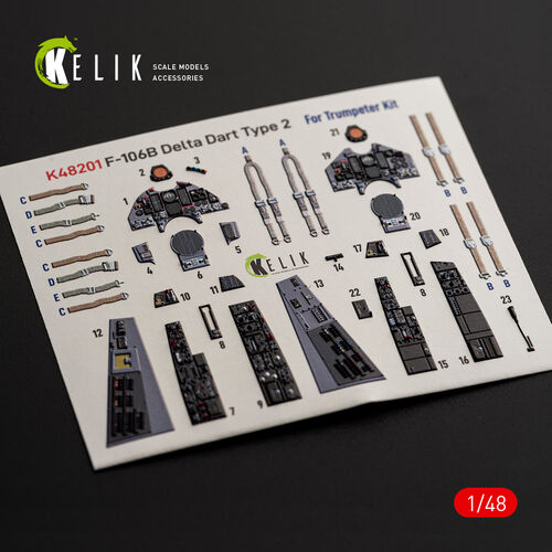 NEW! KELIK K48201 Convair F-106 B Delta Dart Type 2 - Interior 3D Decals (for Trumpeter Kits)