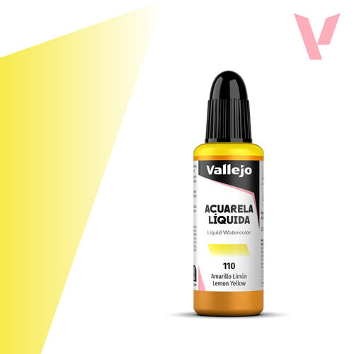 NEW! Vallejo 33110 110 Liquid Watercolor - Lemon Yellow