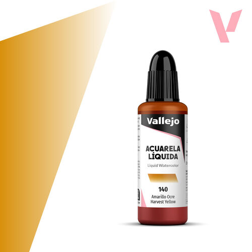NEW! Vallejo 33140 140 Liquid Watercolor - Harvest Yellow