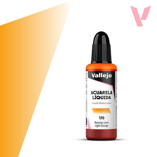 NEW! Vallejo 33170 170 Liquid Watercolor - Light Orange