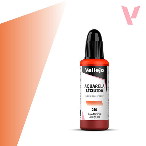 NEW! Vallejo 33210 210 Liquid Watercolor - Orange Red