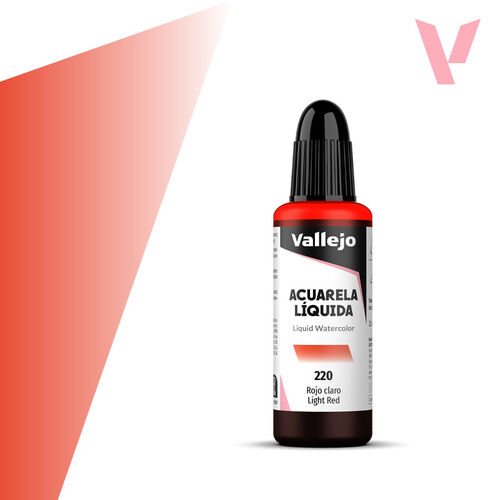 NEW! Vallejo 33220 220 Liquid Watercolor - Light Red