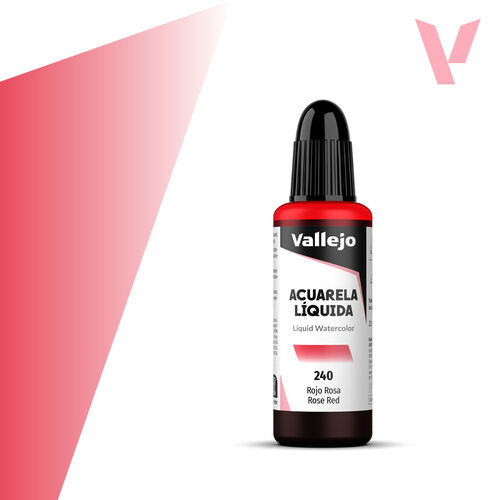 NEW! Vallejo 33240 240 Liquid Watercolor - Rose Red