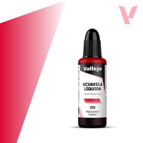 NEW! Vallejo 33250 250 Liquid Watercolor - Crimson