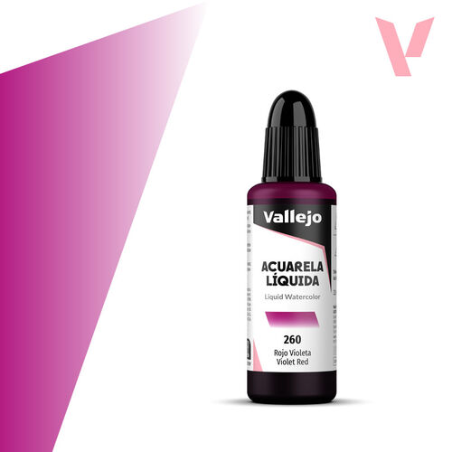 NEW! Vallejo 33260 260 Liquid Watercolor - Violet Red