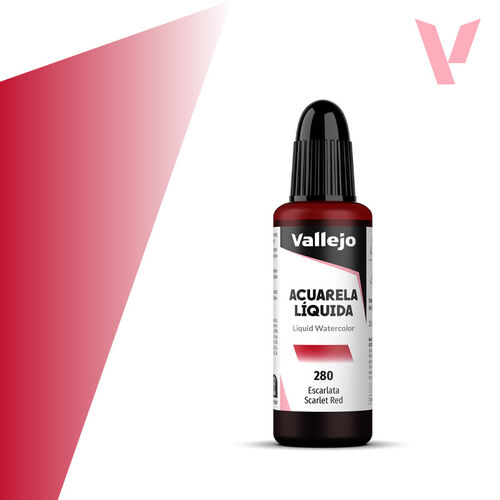 NEW! Vallejo 33280 280 Liquid Watercolor - Scarlet Red