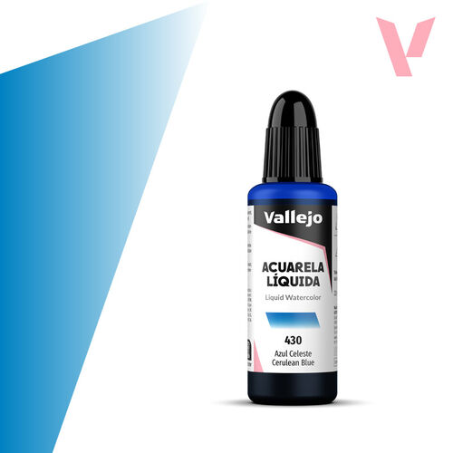 NEW! Vallejo 33430 430 Liquid Watercolor - Cerulean Blue