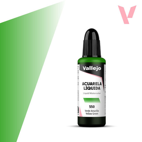 NEW! Vallejo 33550 550 Liquid Watercolor - Yellow Green