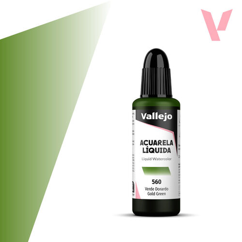 NEW! Vallejo 33560 560 Liquid Watercolor - Gold Green