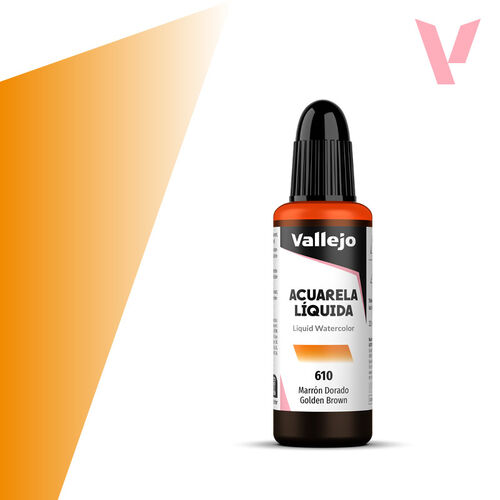 NEW! Vallejo 33610 610 Liquid Watercolor - Golden Brown