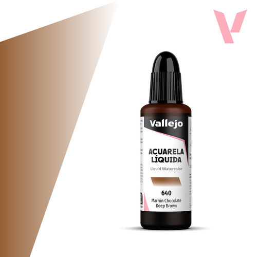 NEW! Vallejo 33640 640 Liquid Watercolor - Deep Brown