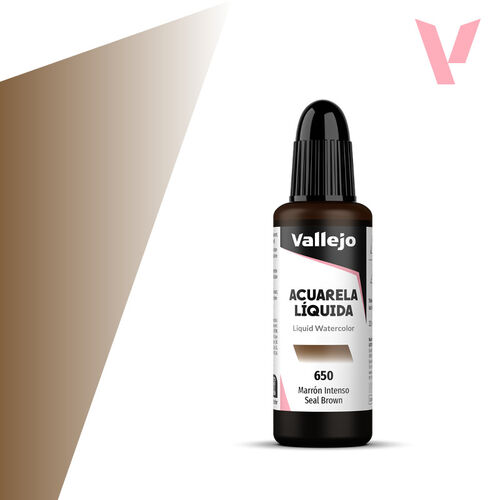 NEW! Vallejo 33650 650 Liquid Watercolor - Seal Brown