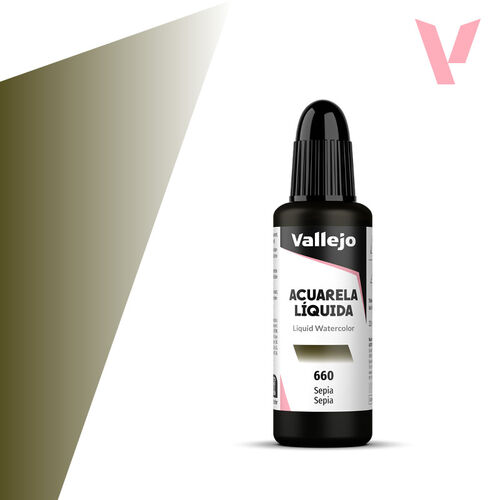 NEW! Vallejo 33660 660 Liquid Watercolor - Sepia