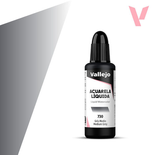 NEW! Vallejo 33730 730 Liquid Watercolor - Medium Grey