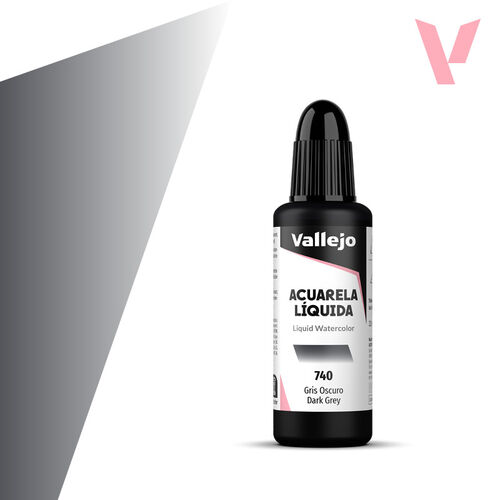 NEW! Vallejo 33740 740 Liquid Watercolor - Dark Grey