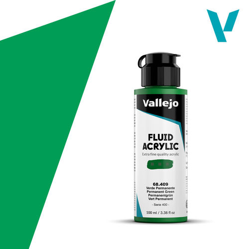 NEW! Vallejo 68409 Fluid Acrylic - Permanent Green