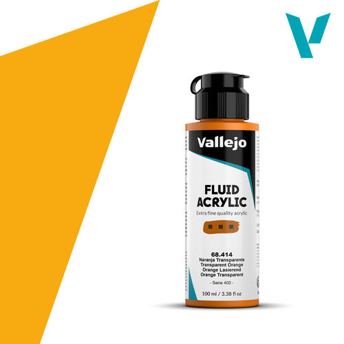 NEW! Vallejo 68414 Fluid Acrylic - Transparent Orange