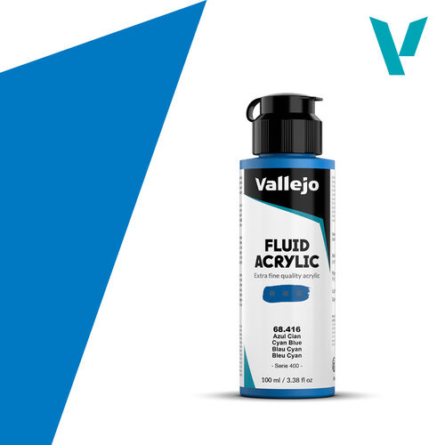 NEW! Vallejo 68416 Fluid Acrylic - Cyan Blue