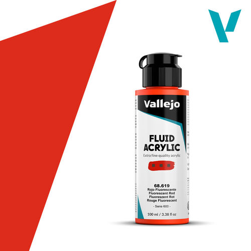 NEW! Vallejo 68619 Fluid Acrylic - Fluorescent Red