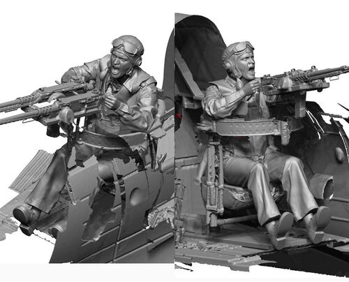 NEW! Legend LF0153 US WW2 Navy Rear Gunner 2 - Engaged with 2 Heads (1 Figure / 3D-Printed)