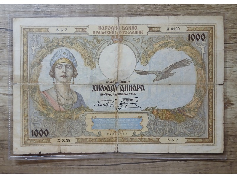 N 180 - Kr Jugoslavija - 1000 din 1931 - opis -