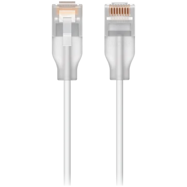 Ubiquiti UACC-Cable-Patch-EL-0.3M-W Nano-thin patch cable with 2.5 GbE support designed to show Etherlighting effects