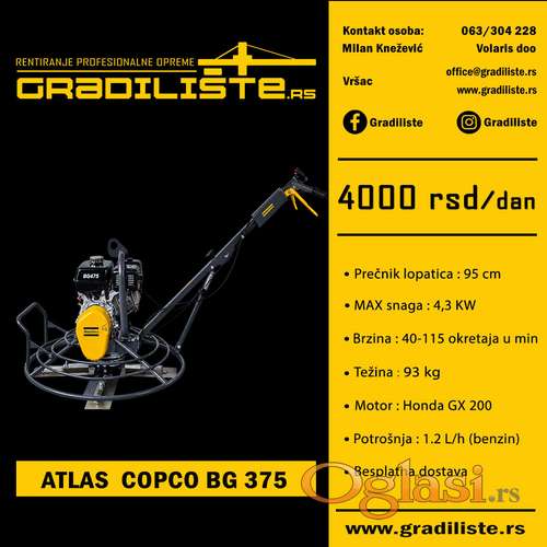Atlas Copco BG 375 - Helikopter za beton - najam, izdavanje