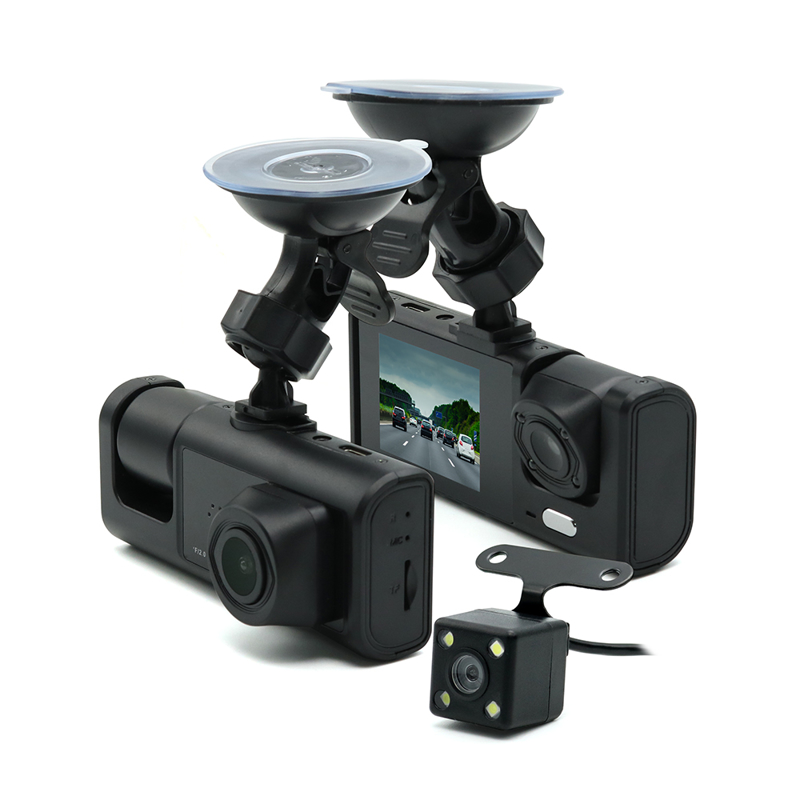 Auto Kamera T717 Triple Camera – Prednja, Unutrašnja I Rikverc Kamera, Crna