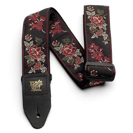 ERNIE BALL E-GUITAR JACQUARD BLACK ROSE STRAP