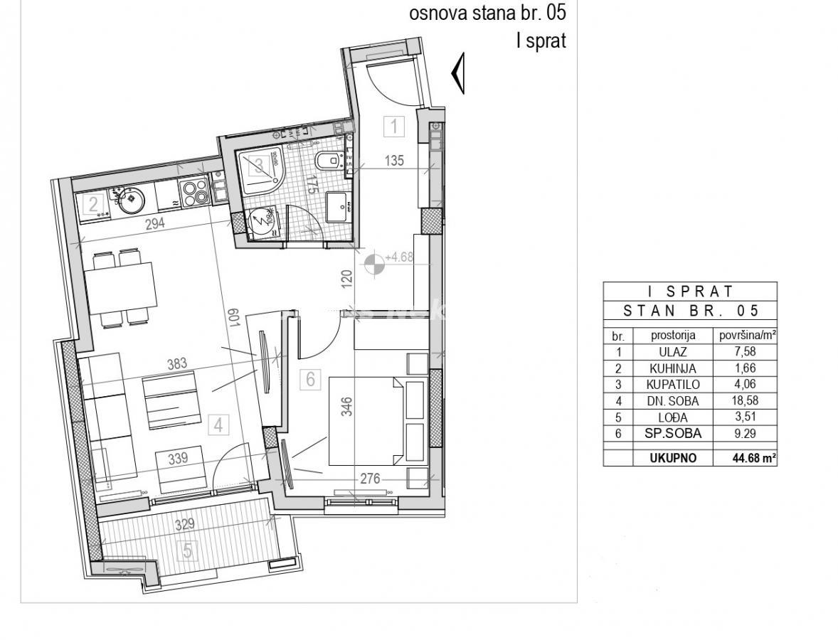 Dvosoban stan na prodaju, Podbara, Novi Sad, 46m², 156.560 €