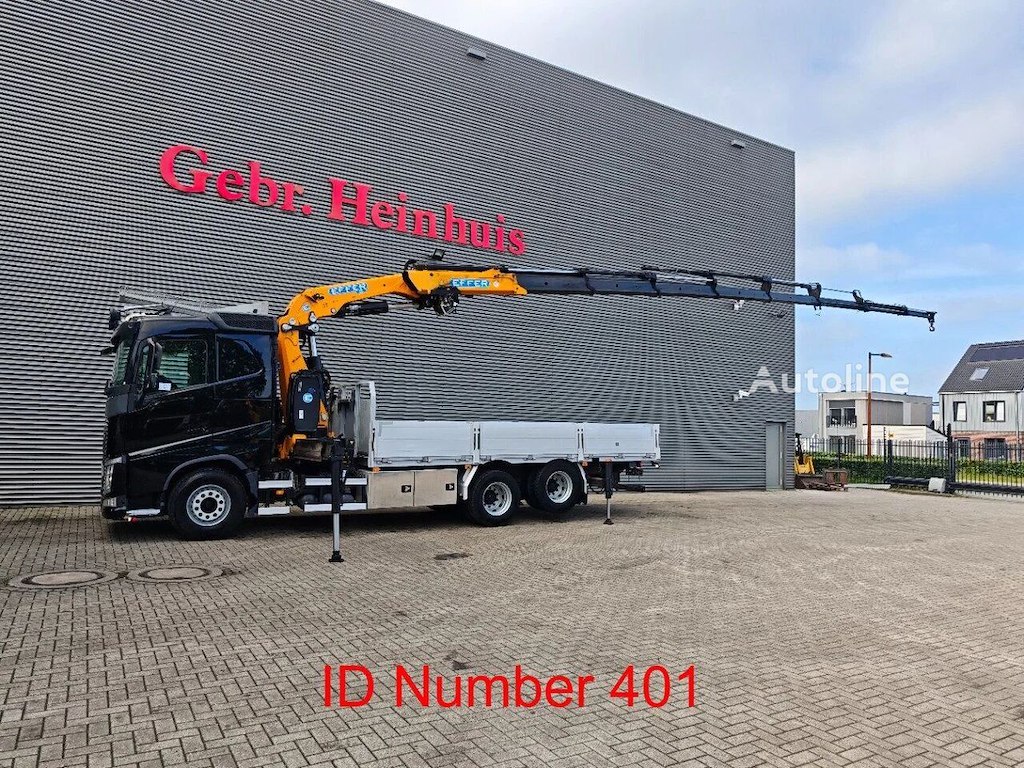 Volvo FH 500 6x2 Effer 315-8S kamion s ravnom platformom