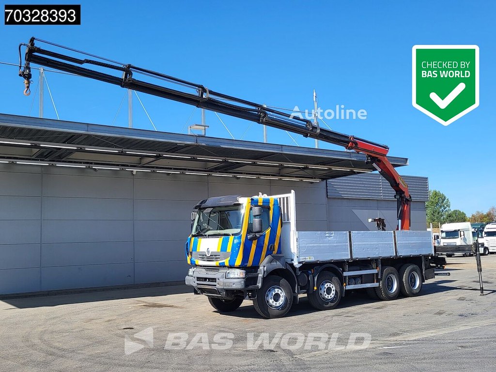Renault Kerax 430 8X4 Palfinger PK22002 EH Kran Crane Steel suspension B kamion s ravnom platformom
