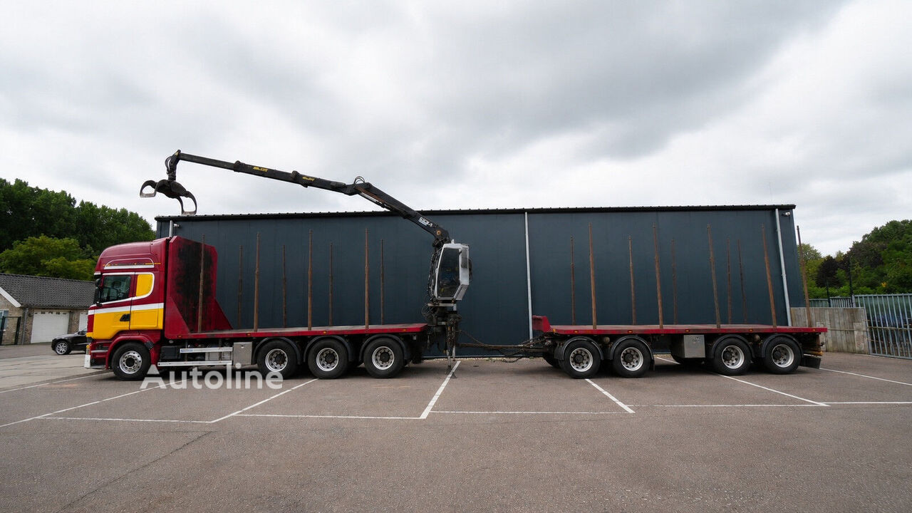 Scania R 580 V8 8X4 LOGTRANSPORT COMBI WITH KESLA 2112 Z CRANE kamion za prevoz drva + šumarska prikolica