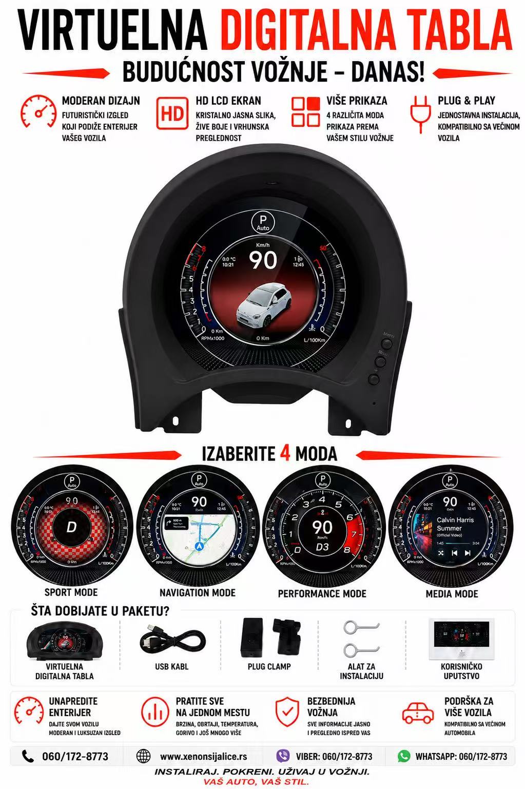VIRTUELNA DIGITALNA TABLA FIAT 500 07-25