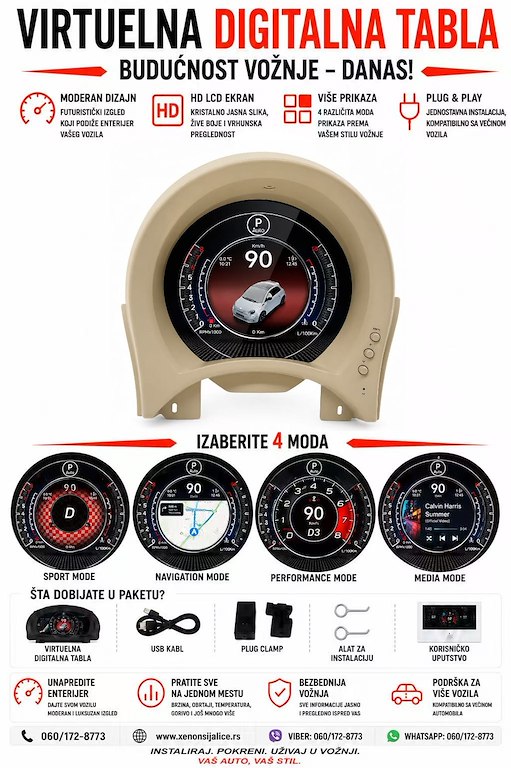 VIRTUELNA DIGITALNA TABLA FIAT 500 07-25