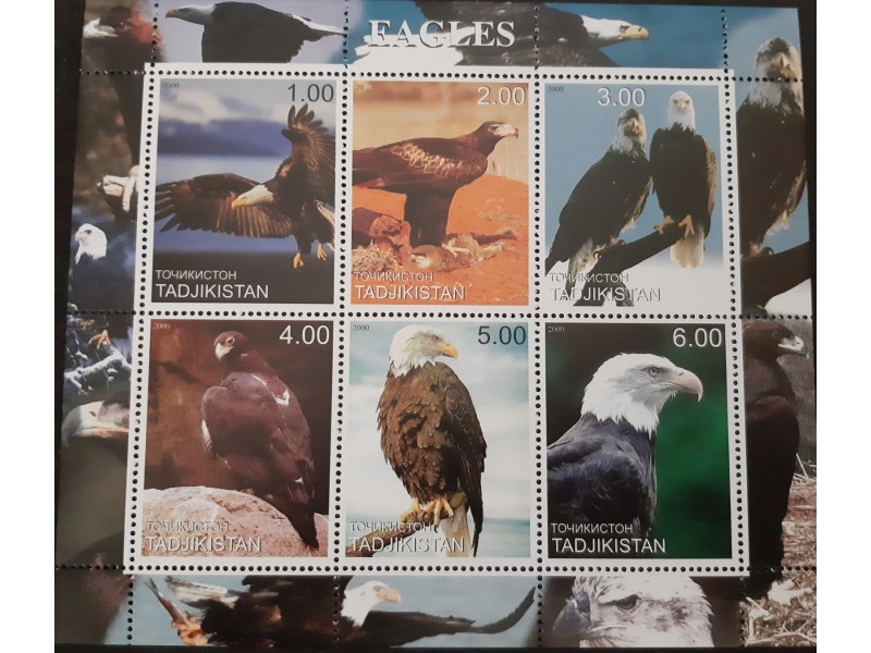 Blok 87 Tadjikistan 2000g Ptice orao cisto